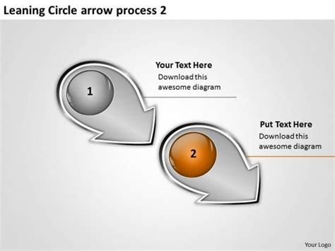 Leaning Circle Arrow Process 2 Flow Diagram Slides PowerPoint
