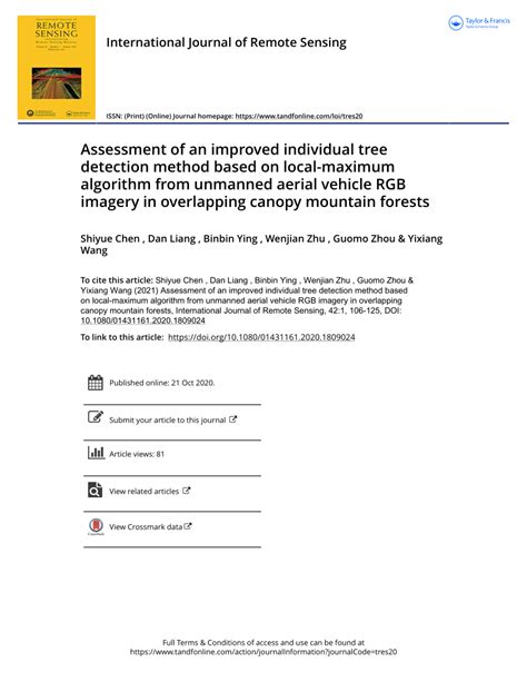 Pdf Assessment Of An Improved Individual Tree Detection Method Based On Local Maximum