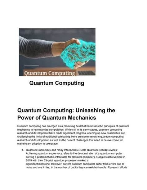 Quantum Computing Transforming The Digital Frontierpptx