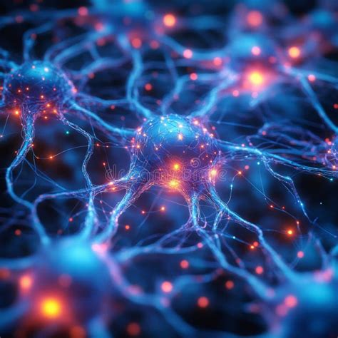 Glowing Neural Network Connections Highlight Synaptic Interactions With Electric Pulses Stock
