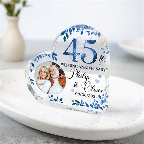 Personalized 45th Wedding Anniversary Heart Acrylic Plaque 45 Years