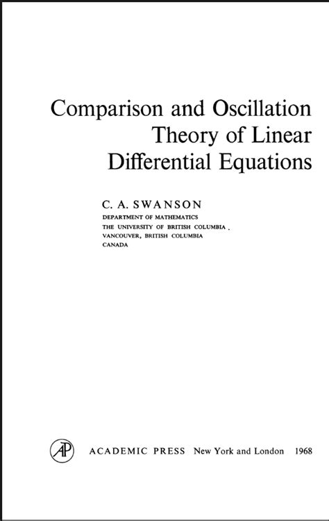 Solutions For Comparison And Oscillation Theory Of Linear Differential Equations 1st By C A