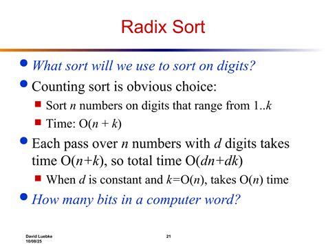 Linear Time Sorting Algorithm Functionality Ppt