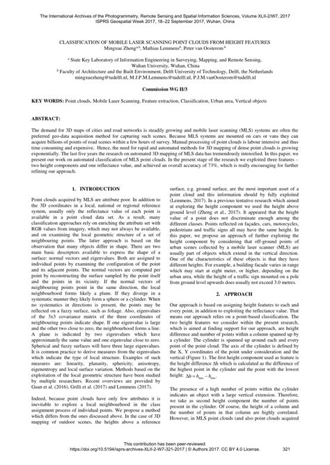 Pdf Classification Of Mobile Laser Scanning Point Clouds From Height Features