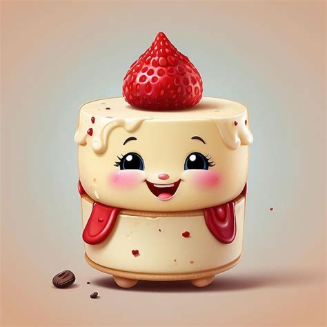 Premium Photo 3d Cute Strawberry Cake Character Design