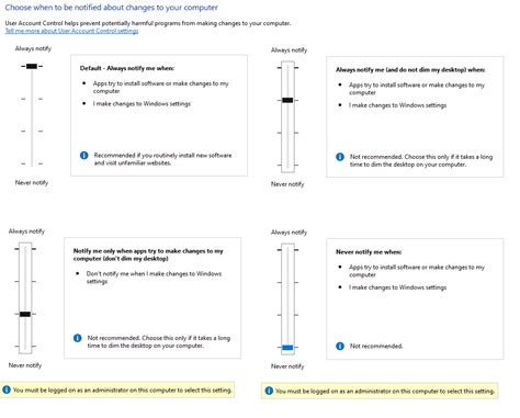 User Account Control Settings Microsoft Qanda