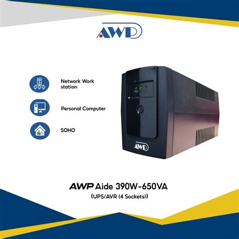 Awp Aide 390w 650va Ups With Avr Uninterruptible Power Supply 4 Sockets Shopee Philippines