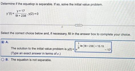 solved determine if the equation is separable if so solve