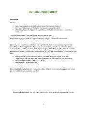Genetics Assignment 1 Worksheet Docx Genetics WORKSHEET Instructions You May Type Answers
