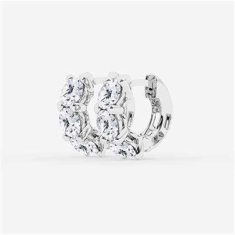 3 Ctw Round Lab Grown Diamond Huggie Hoop Earrings Platinum De Vs1