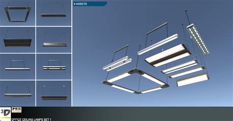 office ceiling lamps set 1 3d interior unity asset store