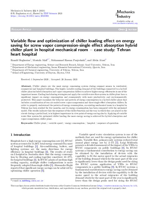 Pdf Variable Flow And Optimization Of Chiller Loading Effect On