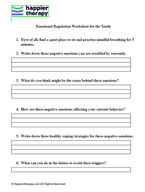 Emotion Regulation Worksheet Dbt Emotional Regulation Worksheet