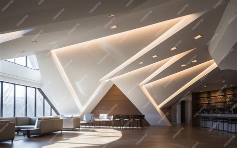 Premium Ai Image Angular Lines In Ceiling Design