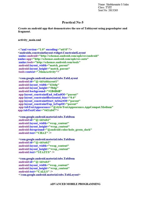 Practical No 5 Amp Pdf Mobile App Android Operating System