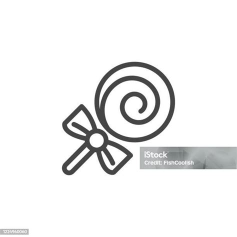 롤리팝 라인 아이콘입니다 활 윤곽 레이블사탕 파티 및 휴일 기호입니다 디저트 개념 표지판입니다 흰색 배경에서 격리된 벡터 그림 0명에 대한 스톡 벡터 아트 및 기타 이미지