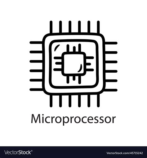 Microprocessor Outline Icon Design D Royalty Free Vector