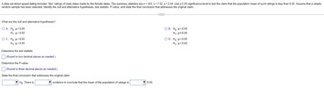 Solved Random Sample Has Been Selected Identify The Null Chegg