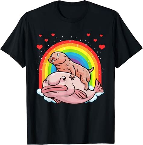 Nacktmull Blobfisch Mit Regenbogen T Shirt Amazon De Bekleidung