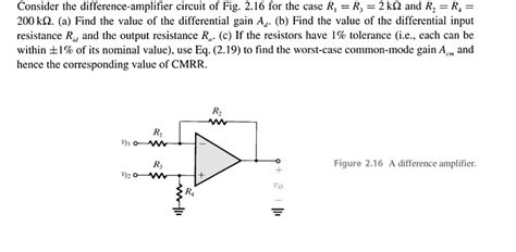 Solved Consider The Difference Amplifier Circuit Of Fig