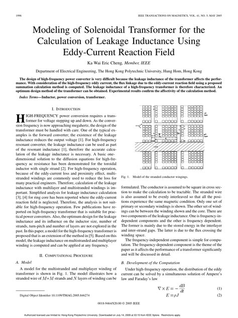 pdf modeling of solenoidal transformer for the calculation of leakage
