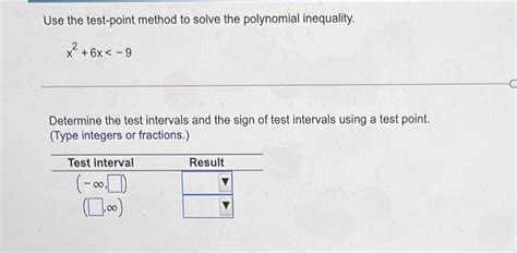 [solved] use the test point method to solve the polynomial inequality