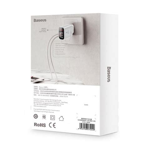 Baseus Mirror lake stenski polnilec 3xUSB 3.4A z zaslonom