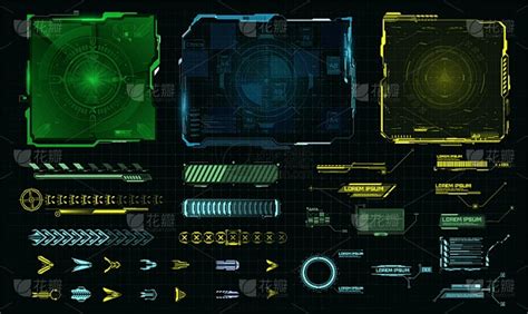 未来hud风格的框架gui Ui Ux和网页设计。调用窗口的标注、箭头、标签、信息面板、框架屏幕素材 花瓣网