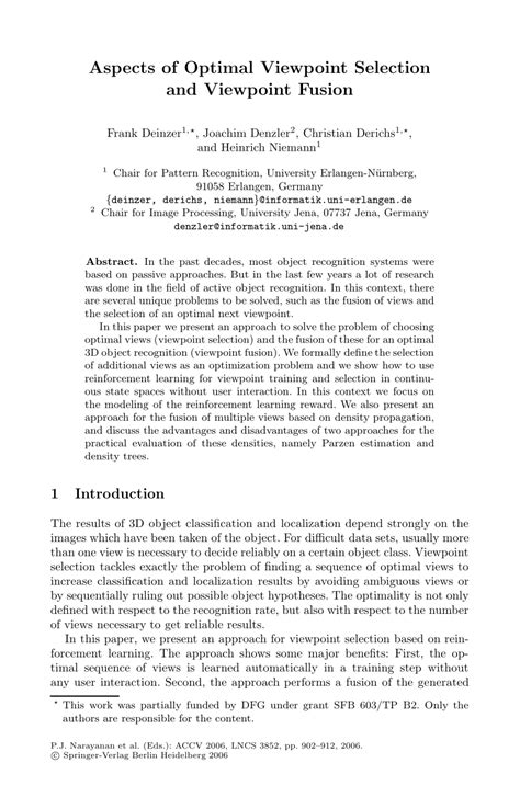 Pdf Aspects Of Optimal Viewpoint Selection And Viewpoint Fusion