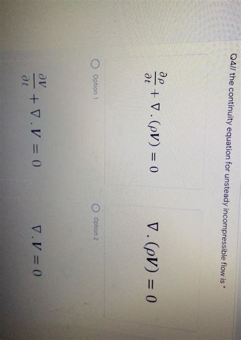 solved q4 the continuity equation for unsteady