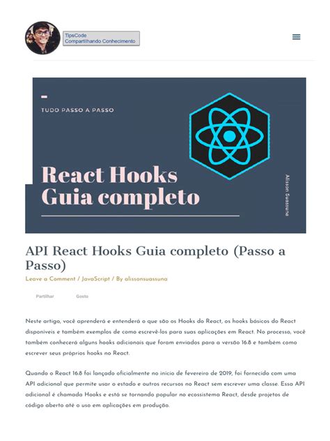 Api React Hooks Guia Completo Passo A Passo Tipscode Pdf Script Java Modelo De