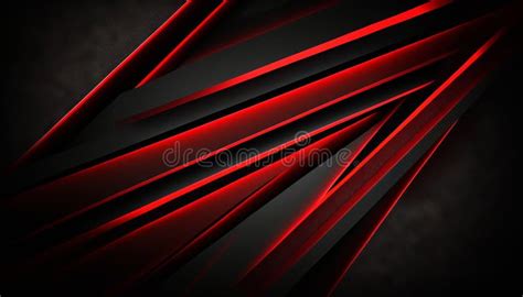 Black Abstract Diagonal Overlap Layers Background With Red Light Decoration Stock Illustration