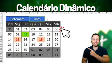 Como Fazer Calendário Interativo No Excel Calendário Automático E
