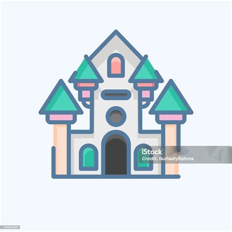 아이콘 유령의 집 놀이 공원 기호와 관련이 있습니다 낙서 스타일 심플한 디자인 편집 가능 간단한 그림 10월에 대한 스톡 벡터