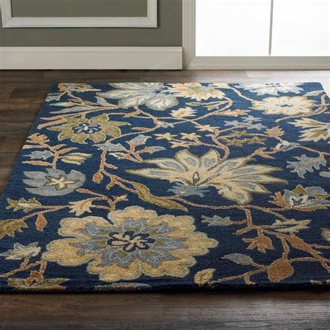 Navy Blue Floral Rug At Ashley Foster Blog