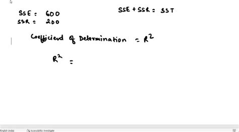 SOLVED In A Regression Analysis If SSE And SSR Find The Coefficient Of