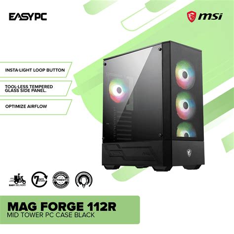 Easypc Msi Mag Forge R Pc Case Black Mid Tower Shopee Philippines