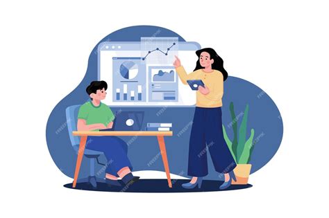 Premium Vector Realtime Data Analysis Illustration Concept On White Background