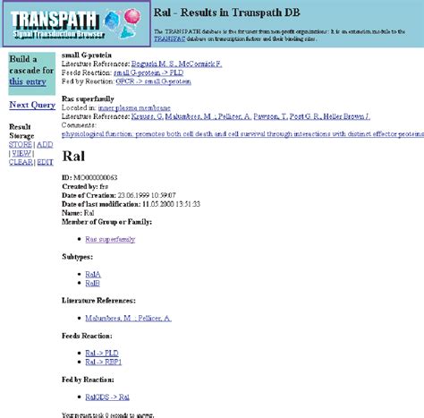 Figure 3 From The Transpath Signal Transduction Database A Knowledge Base On Signal