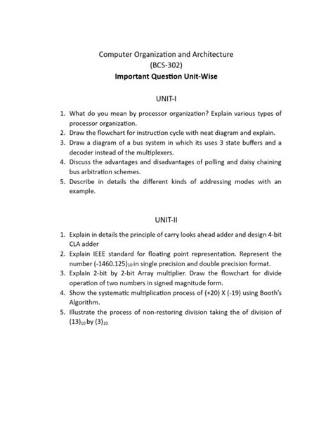 Important Question Unitwise Pdf
