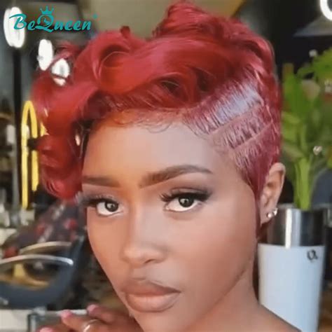 Bequeen One Side Part Red Pixie Lace Wig Bequeen Wig