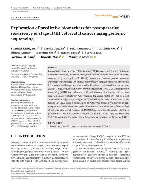 Pdf Exploration Of Predictive Biomarkers For Postoperative Recurrence