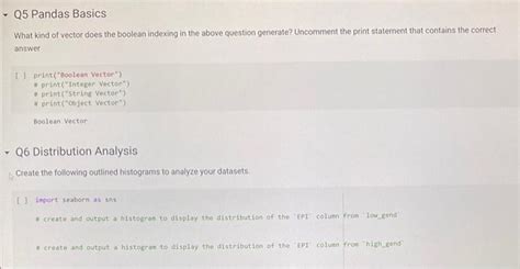 solved q5 pandas basics what kind of vector does the boolean