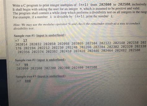 Solved Write A C Program To Print Integer Multiples Of N1