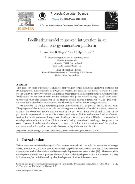 Pdf Facilitating Model Reuse And Integration In An Urban Energy Simulation Platform