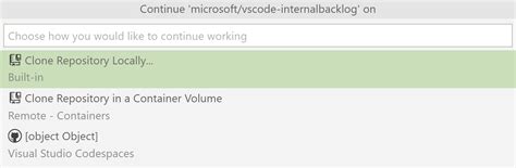 Object Object For Codespaces Option Issue Microsoft Vscode GitHub