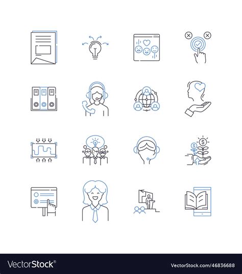 Process Flow Line Icons Collection Workflow Vector Image