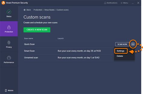 Criação de relatórios de escaneamento no Avast Antivirus Avast