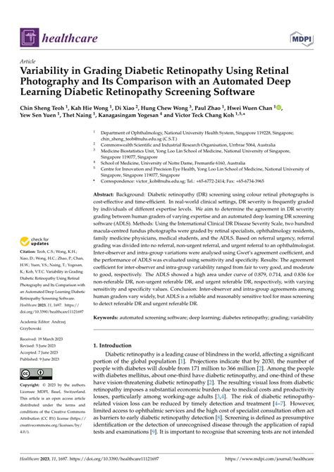 PDF Variability In Grading Diabetic Retinopathy Using Retinal Photography And Its Comparison