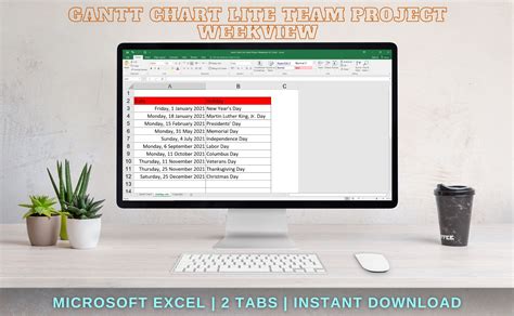 Weekly Team Project Planner Excel Template With Gantt Charts For Mac